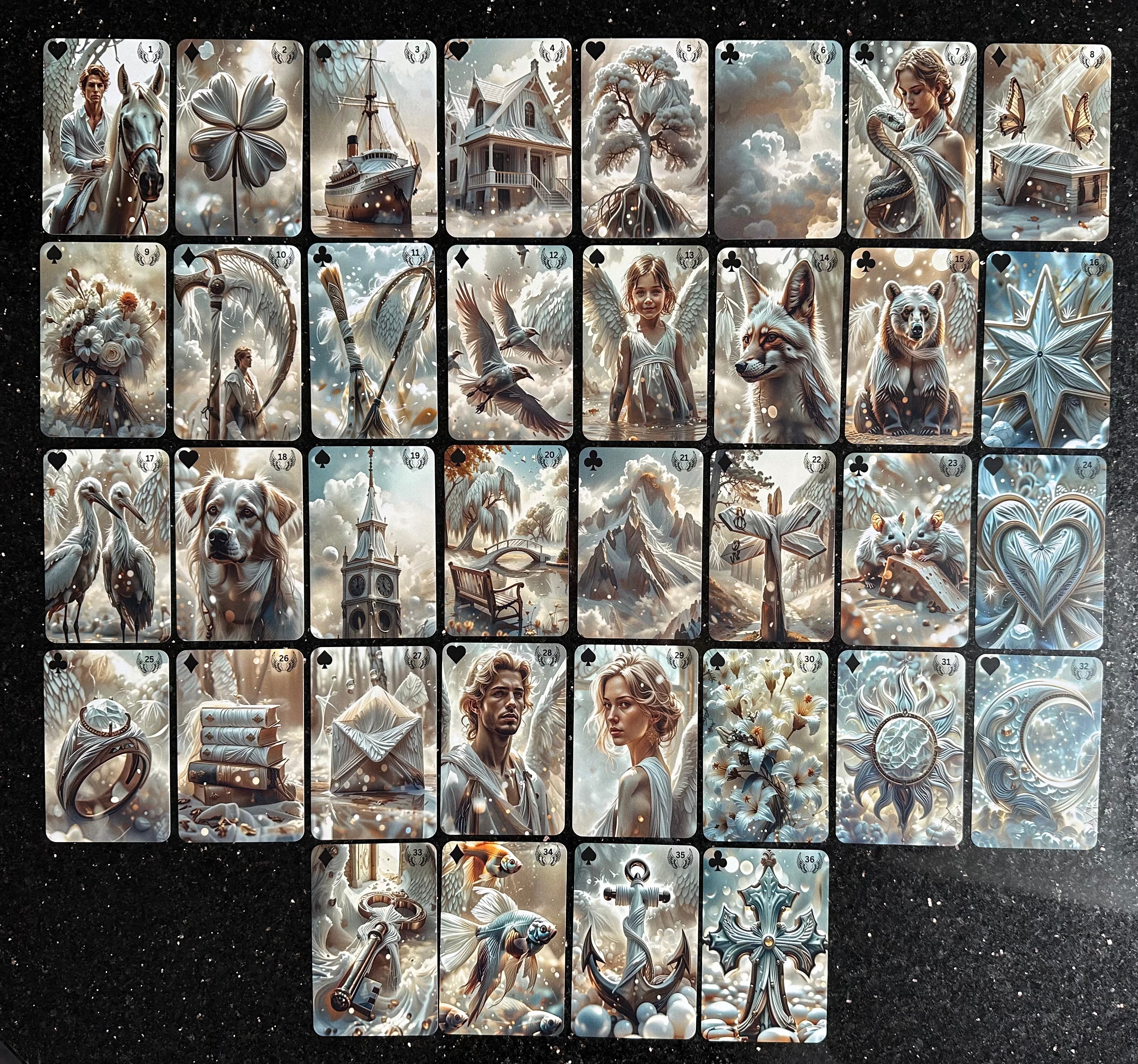 Kartendeck: Das Glanz der Engel Lenormand 36 Karten zzgl. 17 Zusatzkar